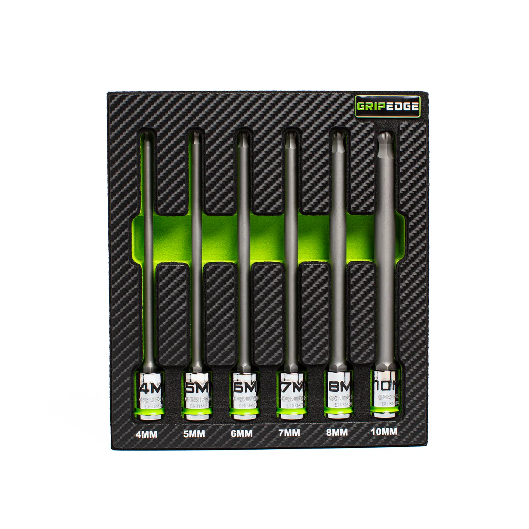 GripEdge | 6-PC RPT 3/8'' Drive Long RPT Metric Ball Hex Driver Set